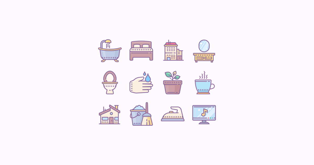 Feel Like Home: Around the House Clipart and Icons in 21 Styles